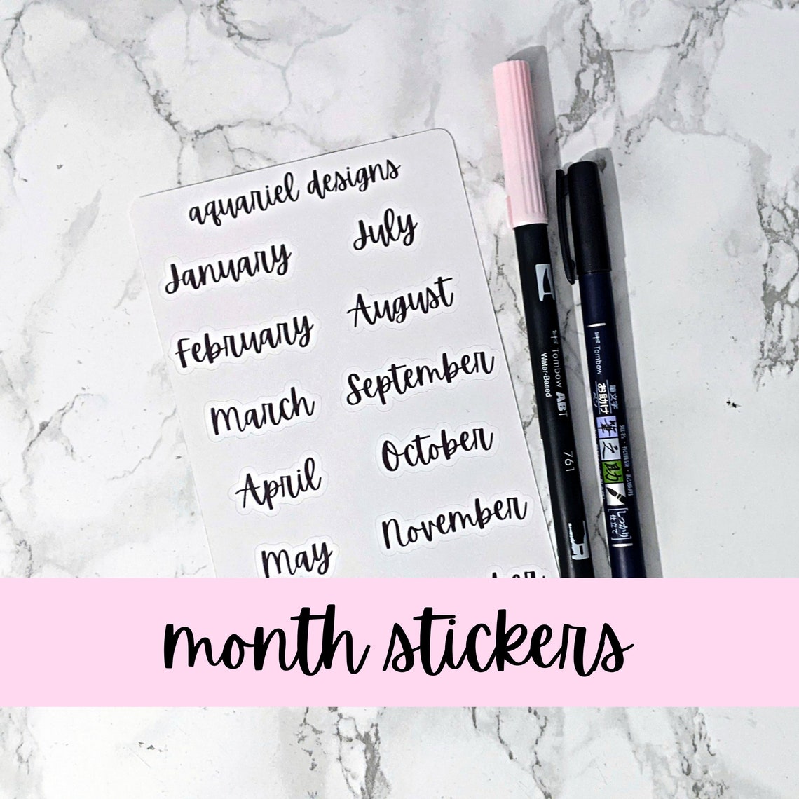 Script Months Sticker Sheet Months of the Year Planner - Etsy