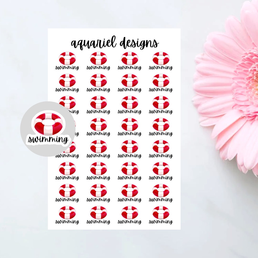 Swimming Stickers Set of 32 Swimming Floatie Planner Stickers Bullet ...