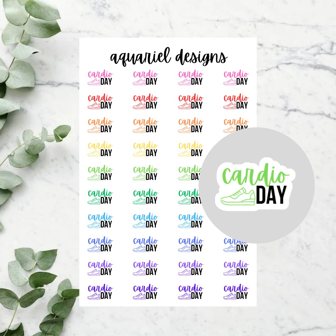 Cardio Stickers, Fitness Planner Stickers, Set of 40 Cardio Day ...