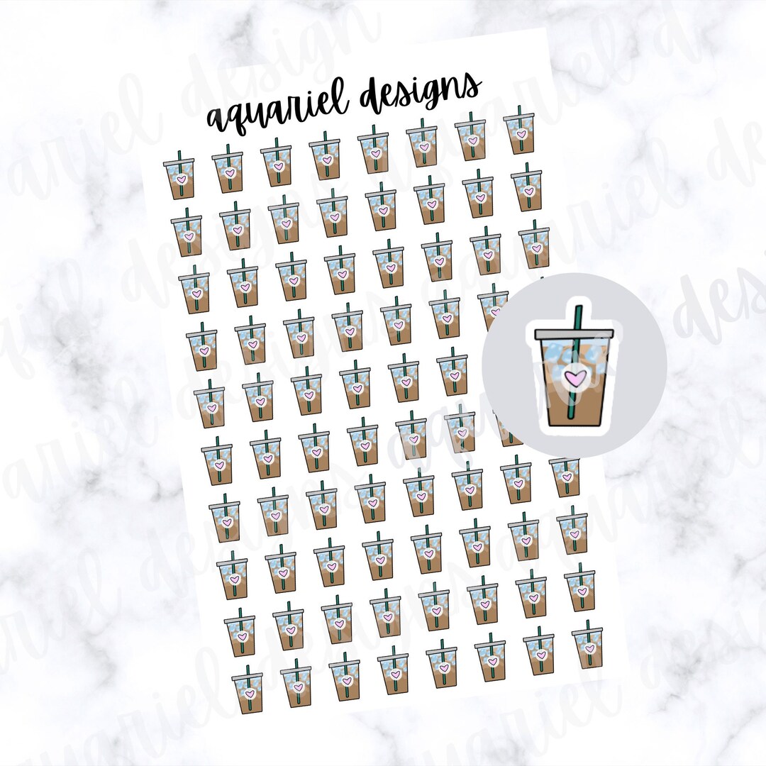 Mini Iced Coffee Cups Sticker Sheet Set of 80 Coffee Cups Planner ...