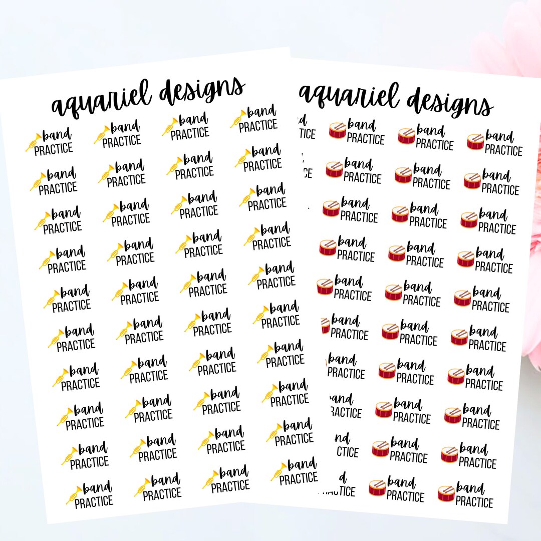 Band Practice Stickers for Planners, Bullet Journals, Calendars, Etc ...