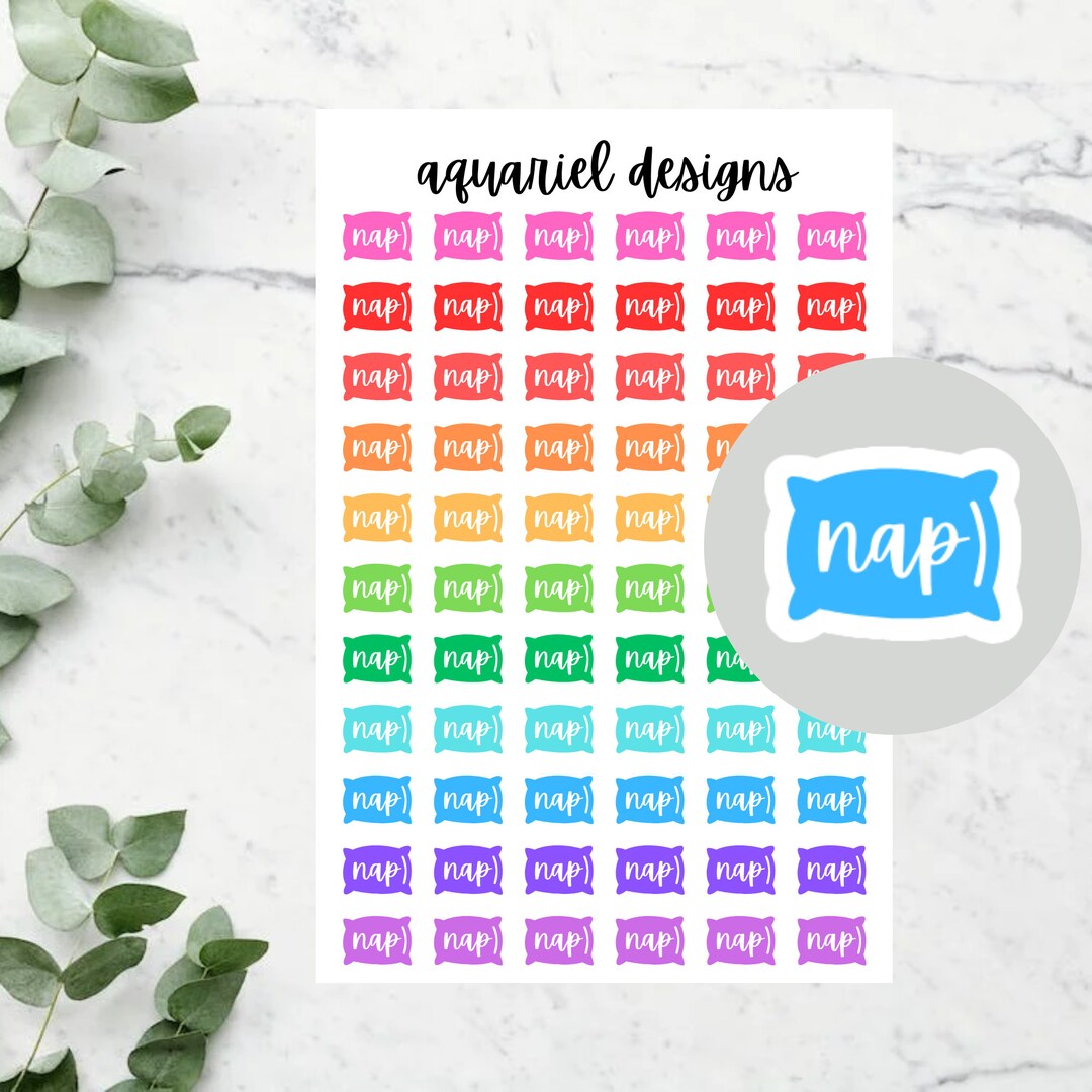 Nap Pillows Stickers, 66 Colorful Nap Pillows Planner Stickers, Nap ...