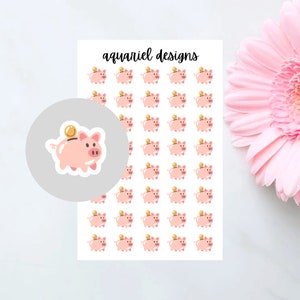 Piggy Bank Stickers, 40 Savings Stickers for Planners, Calendars ...