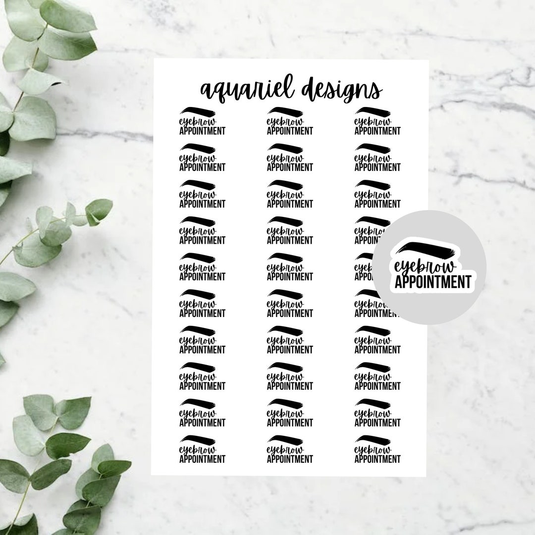 Eyebrow Appointment Stickers Set of 30 Brow Appointment Planner ...