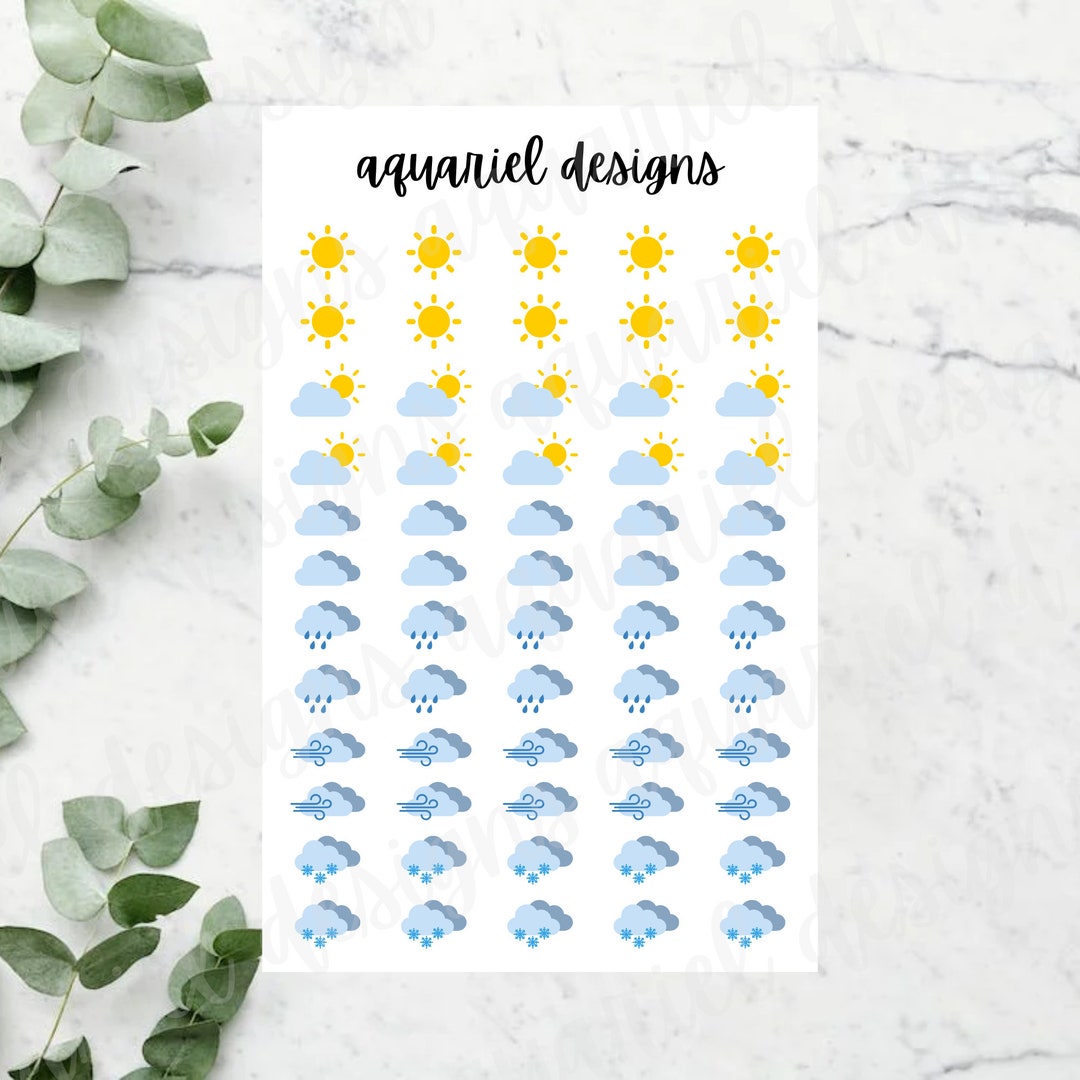 Mini Weather Icon Stickers Set of 60 Weather Planner Stickers Bullet ...