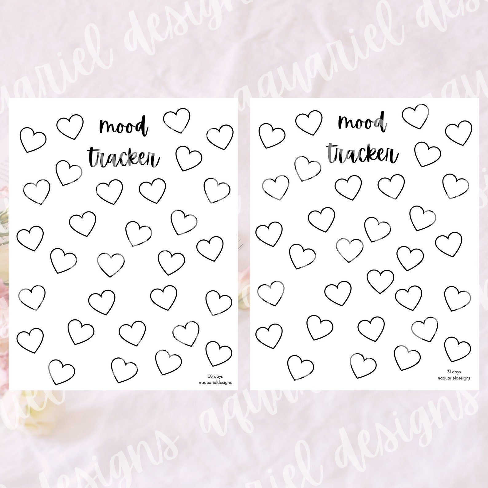 Heart Mood Tracker Mood Trackers Printable Mood Tracker | Etsy