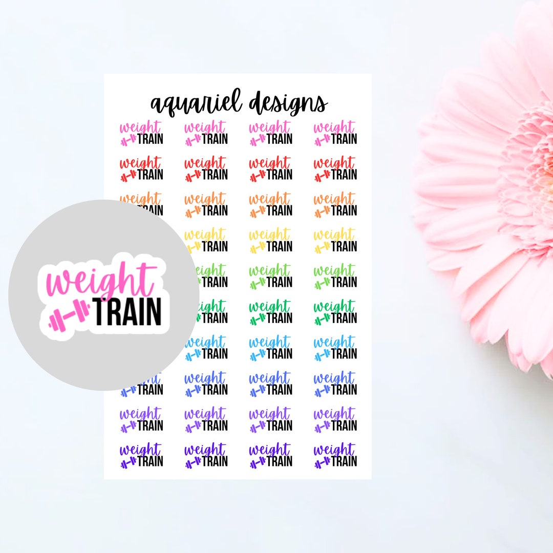Weight Train Stickers, Fitness Planner Stickers, Set of 40 Weight ...