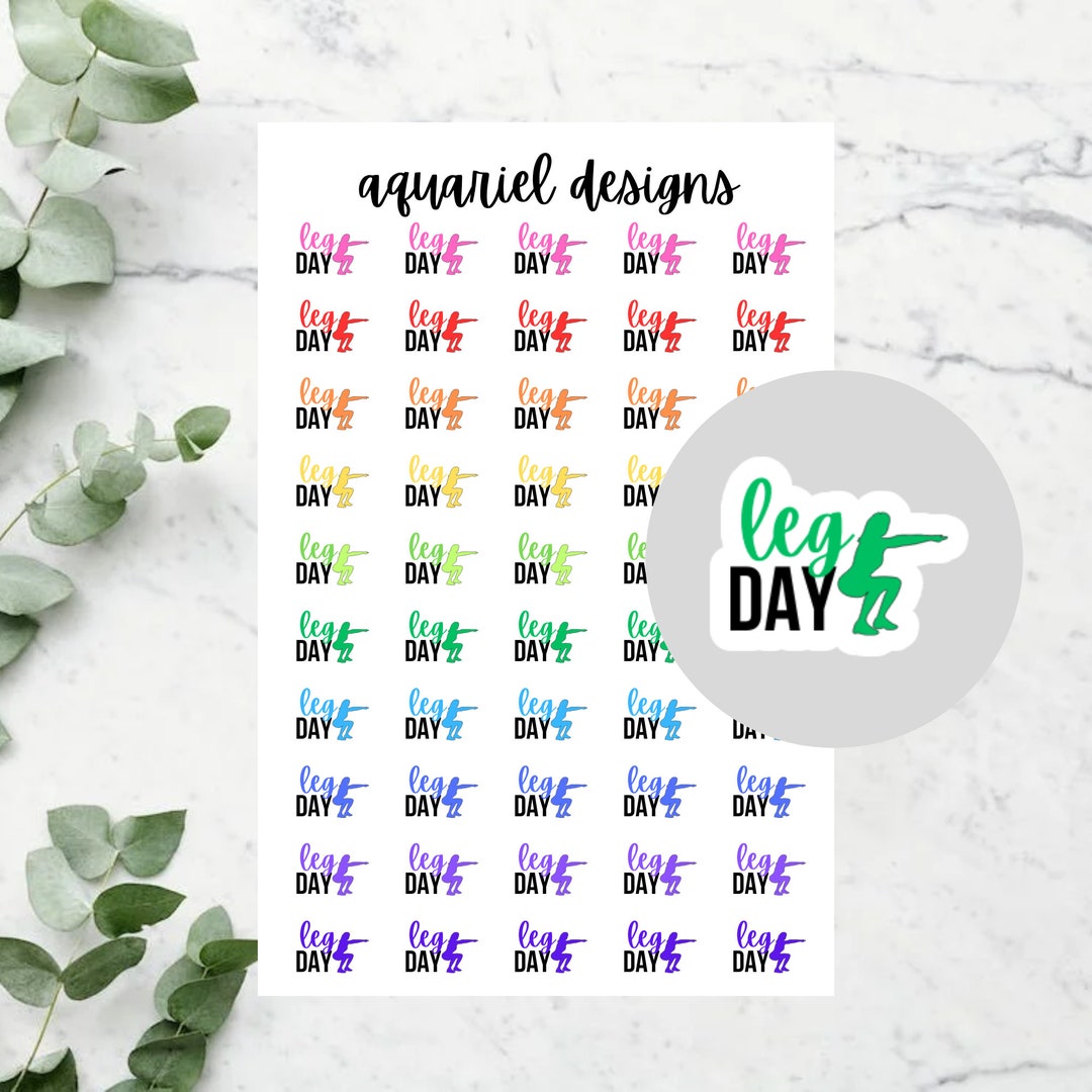 Leg Day Stickers, Fitness Planner Stickers, Set of 50 Leg Day Stickers ...