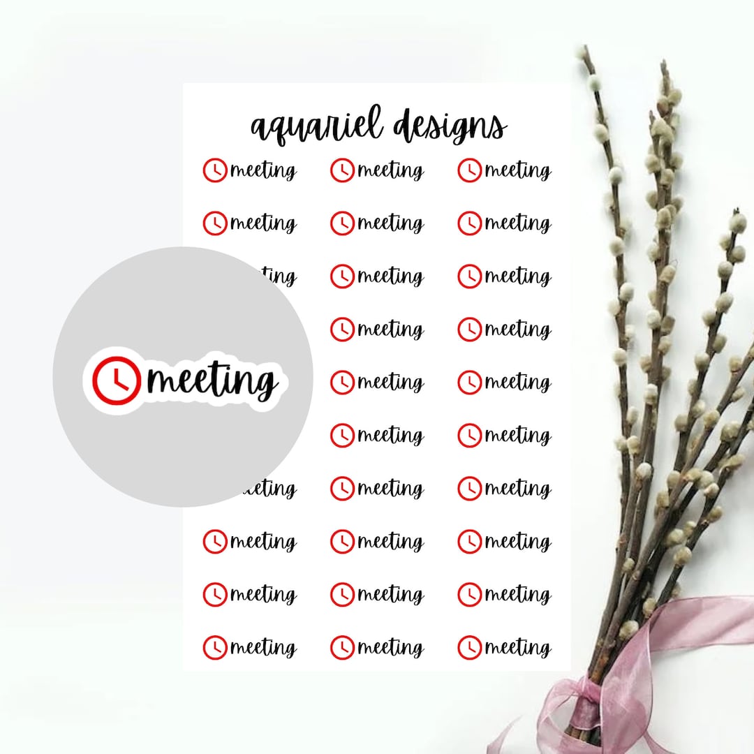 Meeting Reminder Stickers, 30 Meeting Stickers for Planners, Calendars ...