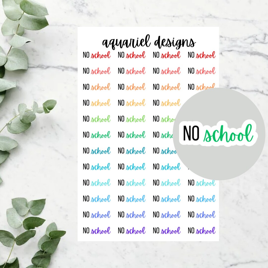 No School Stickers, Set of 48 No School Text Planner Stickers, No ...