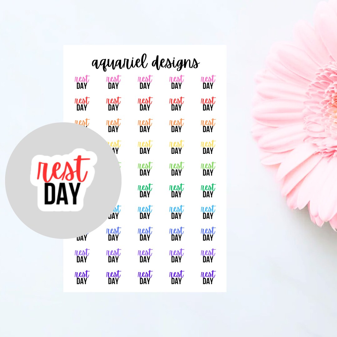 Rest Day Stickers Fitness Planner Stickers Set of 50 Rest - Etsy