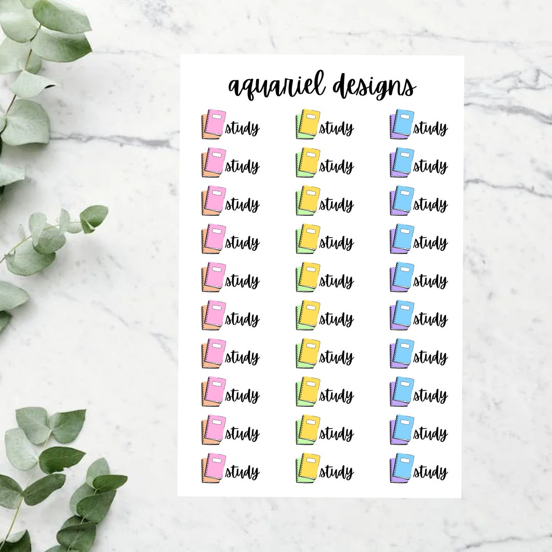 School Study Sticker Sheet Set of 30 Study Planner Stickers Bullet ...