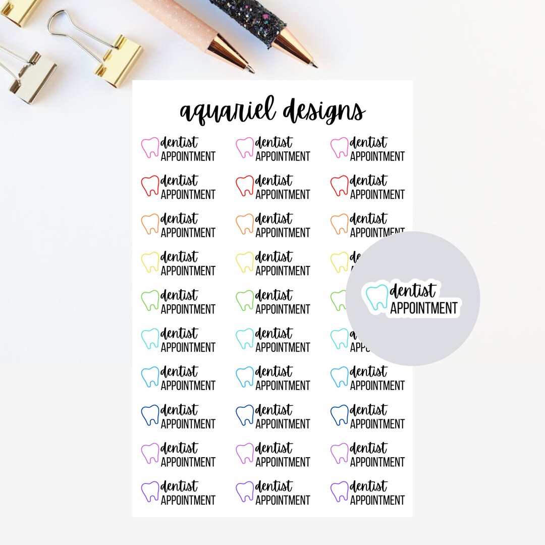 Dentist Appointment Stickers Set of 30 Dentist Appointment Reminder ...