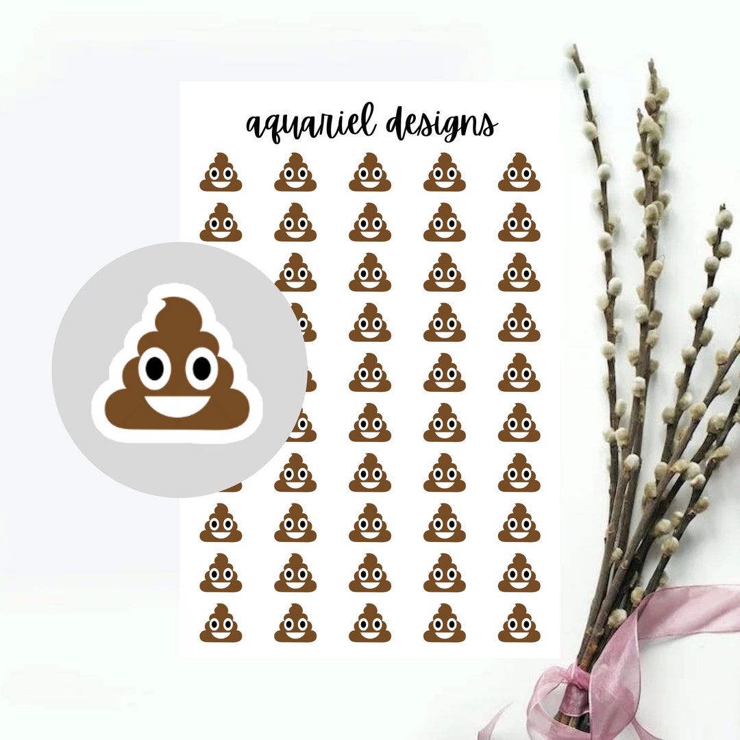 Poop Emoji Sheet, 50 Poop Stickers for Planner, Calendar, Bullet ...