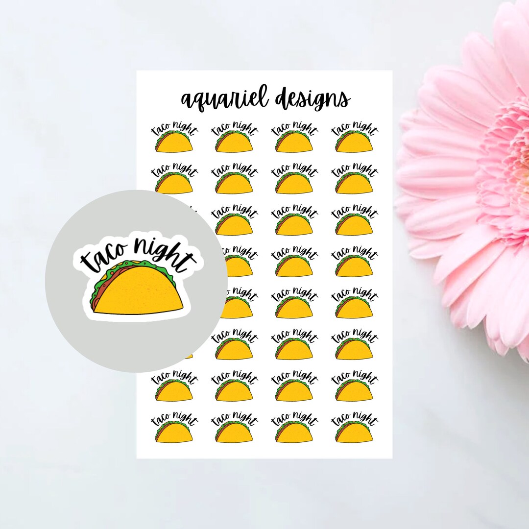 Taco Night Stickers, 32 Taco Stickers for Planners, Calendars, Bullet ...