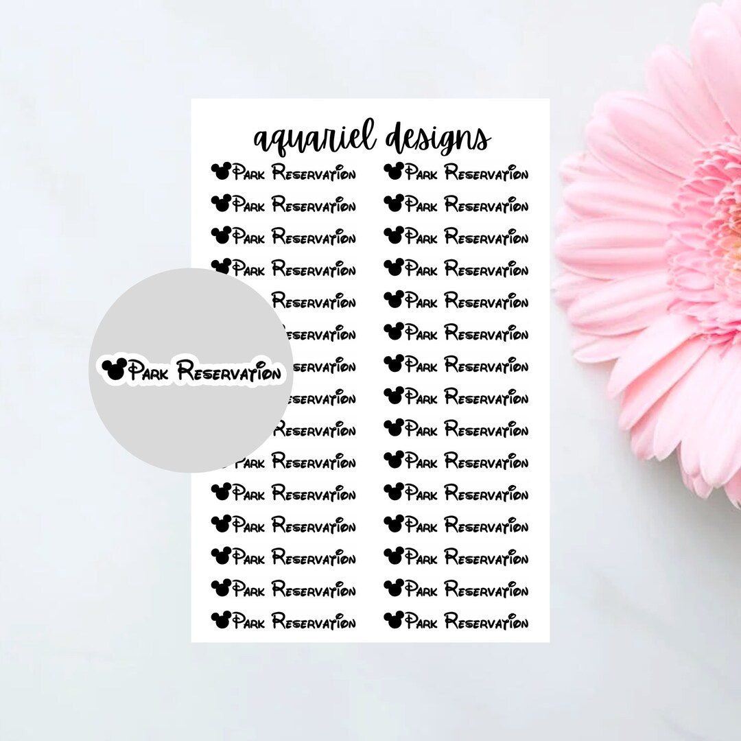 Disney Park Reservation Stickers, Park Reservation Planner Stickers ...
