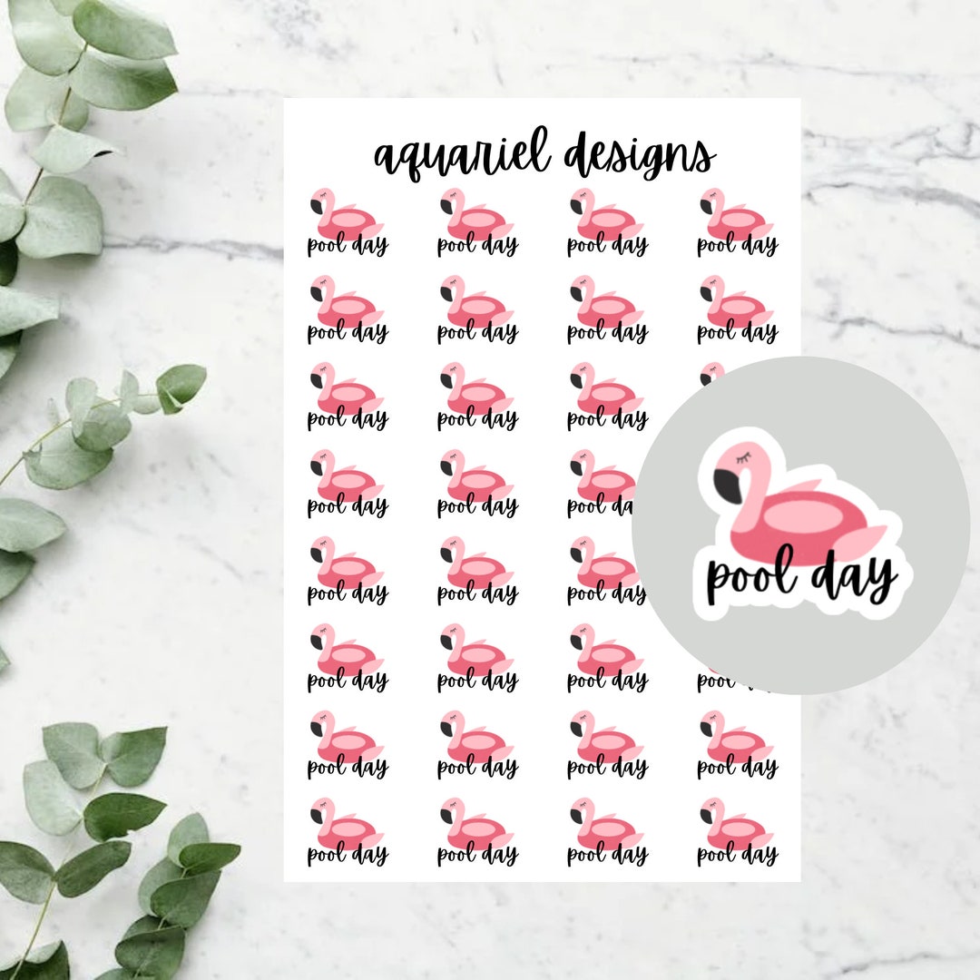 Pool Day Stickers, 32 Pool Day Planner Stickers, Pool Day Bullet ...