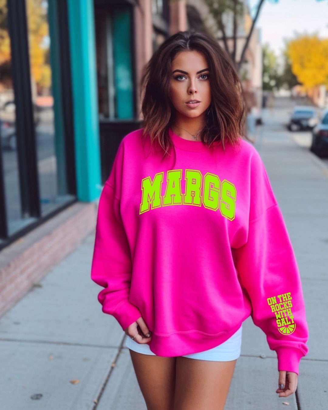 Margs on the Rocks With Salt Lime Green Design T-shirt, Crewneck ...