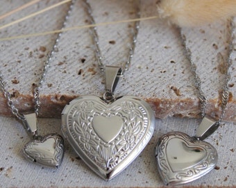 Silver Heart Locket Necklace - Etsy