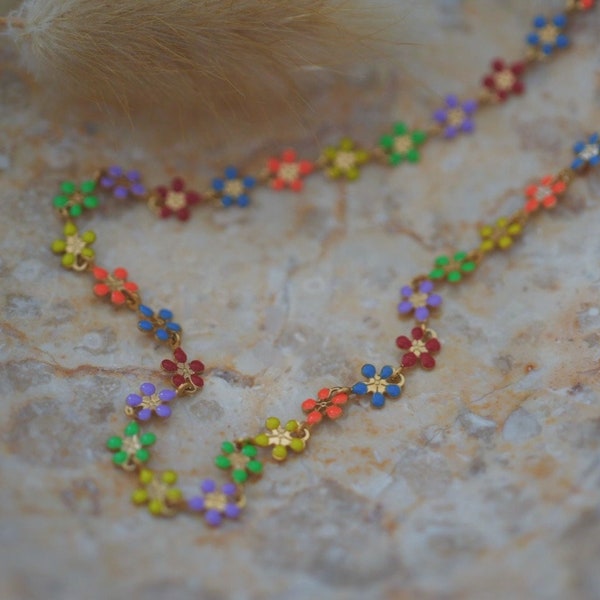 Flower Chain Necklace - Etsy