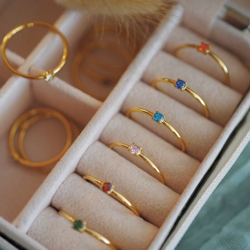 Gold Birthstone Ring - Etsy