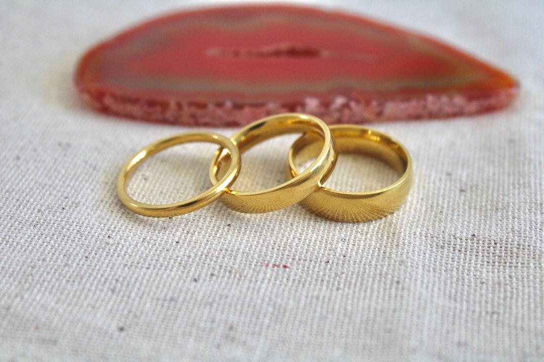 Band Ring Simple Plain Gold Ring Gold Stackable Rings Thin Thick Band ...