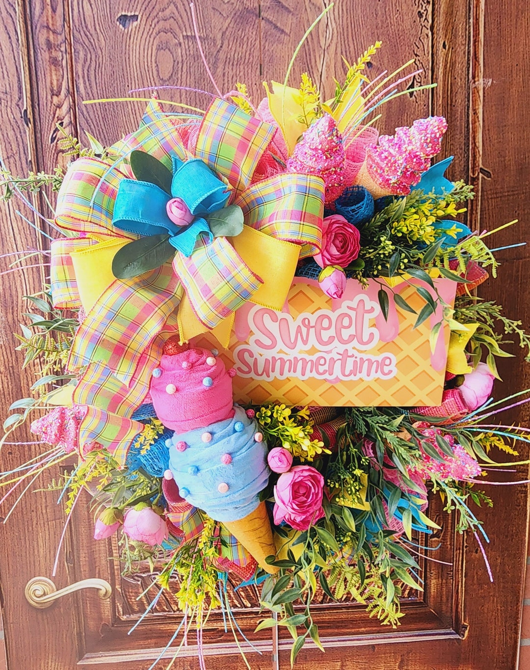 Summer Time Ice Cream Wreath for Front Door With Ice Cream and - Etsy