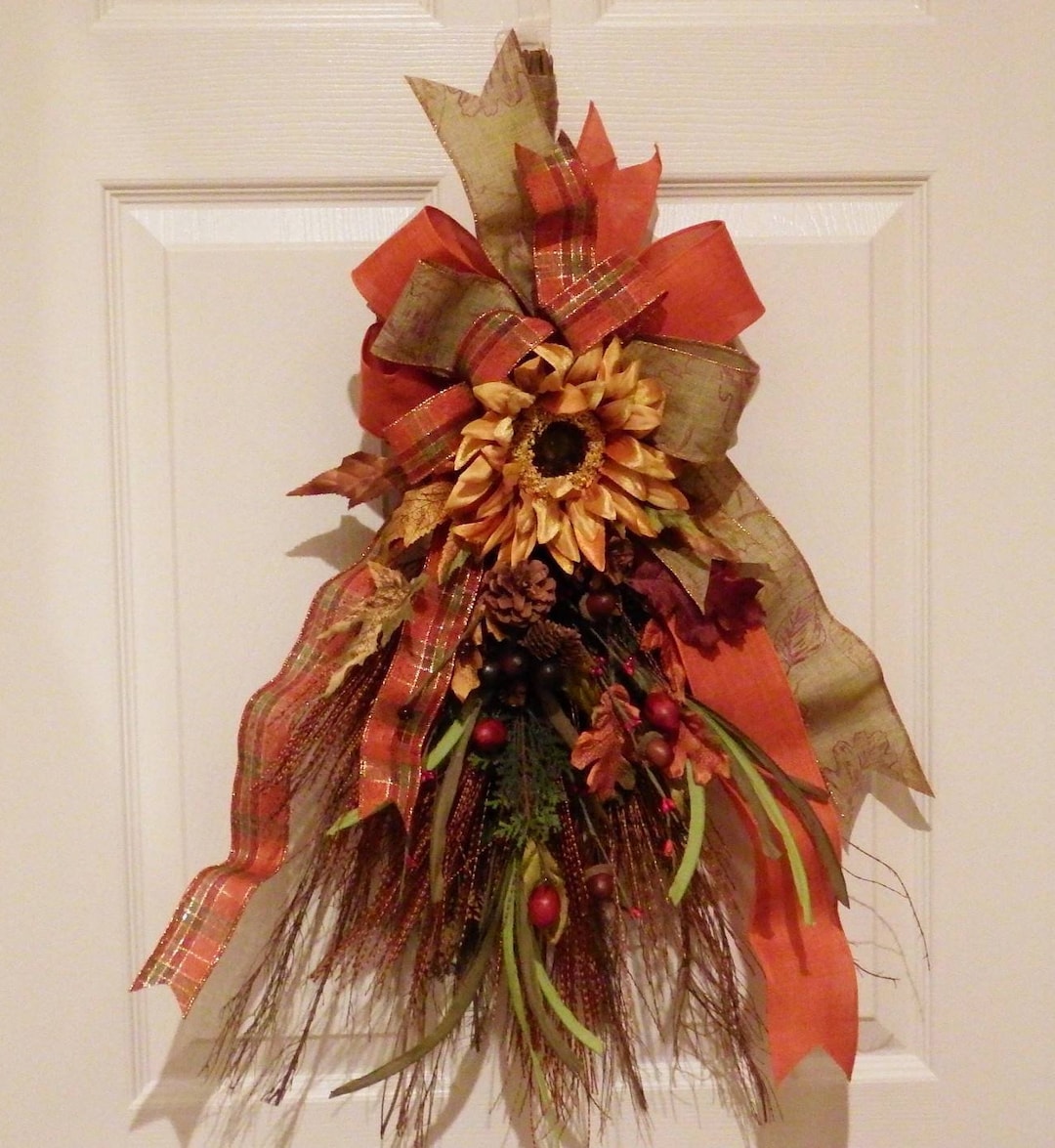 Sunflower Fall Broom Wreath Front Door Wreath Fall Decor - Etsy