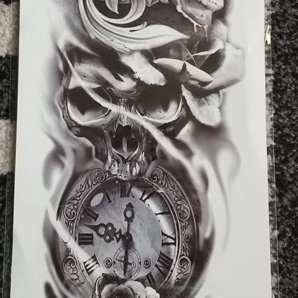 Skull Clock Tattoo - Etsy