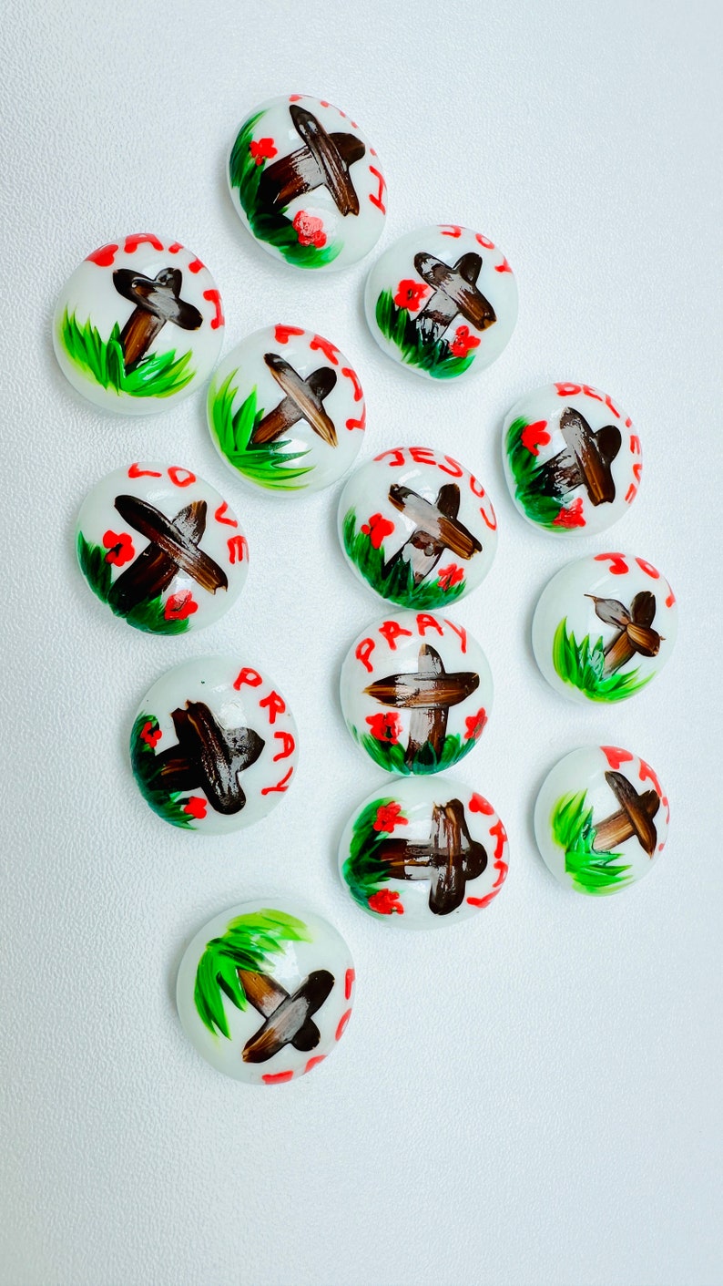 Miniature Hand-painted Prayer Pebbles Pocket Hugs Stones Hope Joy Love ...