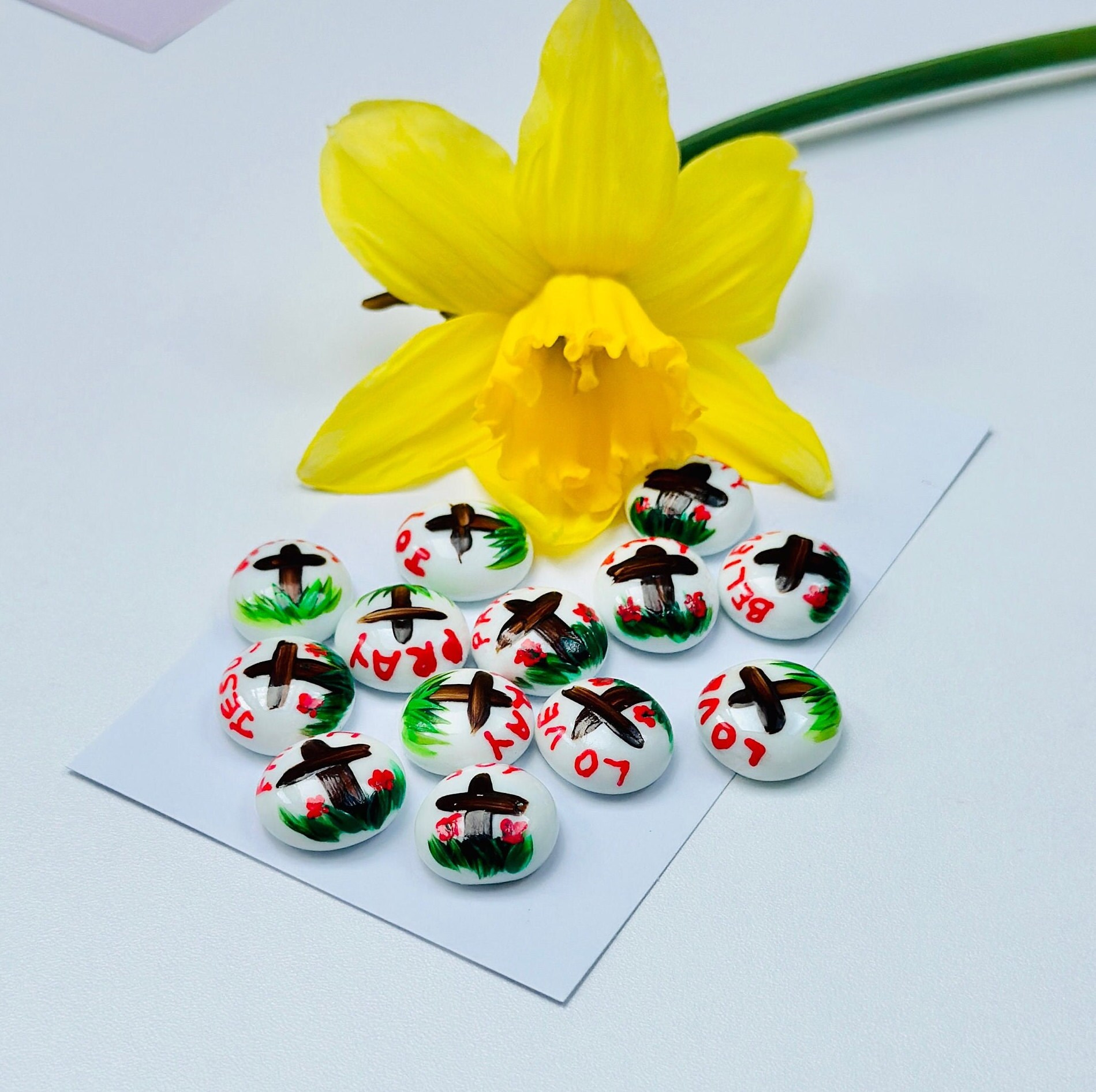 Miniature Hand-painted Prayer Pebbles Pocket Hugs Stones Hope Joy Love ...