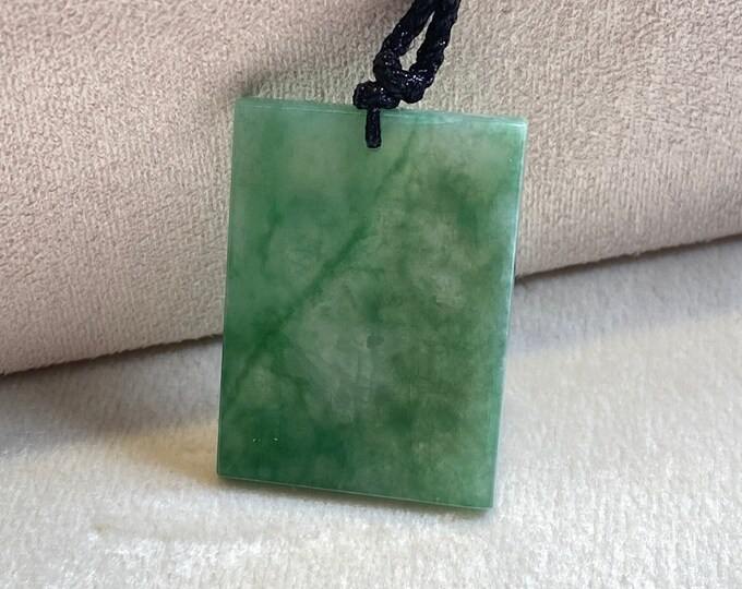 Rectangular Green Jade Pendant, Jadeite, Amulet, Gemstone Pendant Women ...