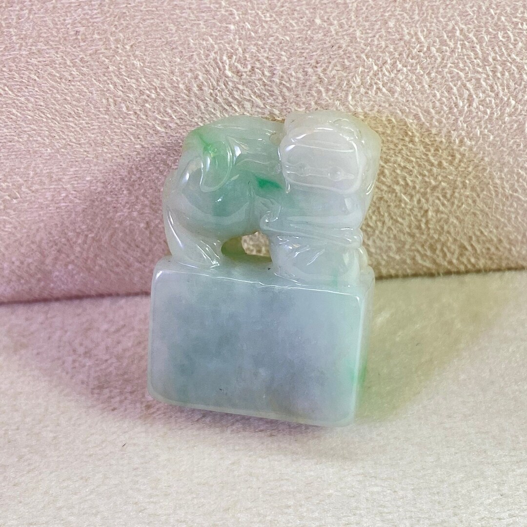 Seal Rectangular Jade Ornaments, Vintage Carved Jade Block, Natural ...