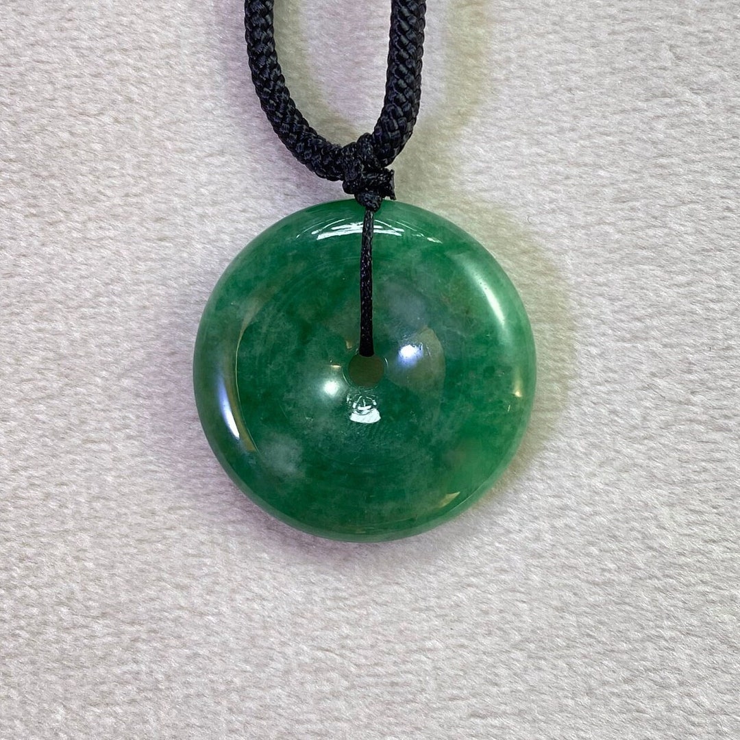 Round Jade Pendant, Green Jade Jewelry, Natural Genuine Jade Gemstone ...
