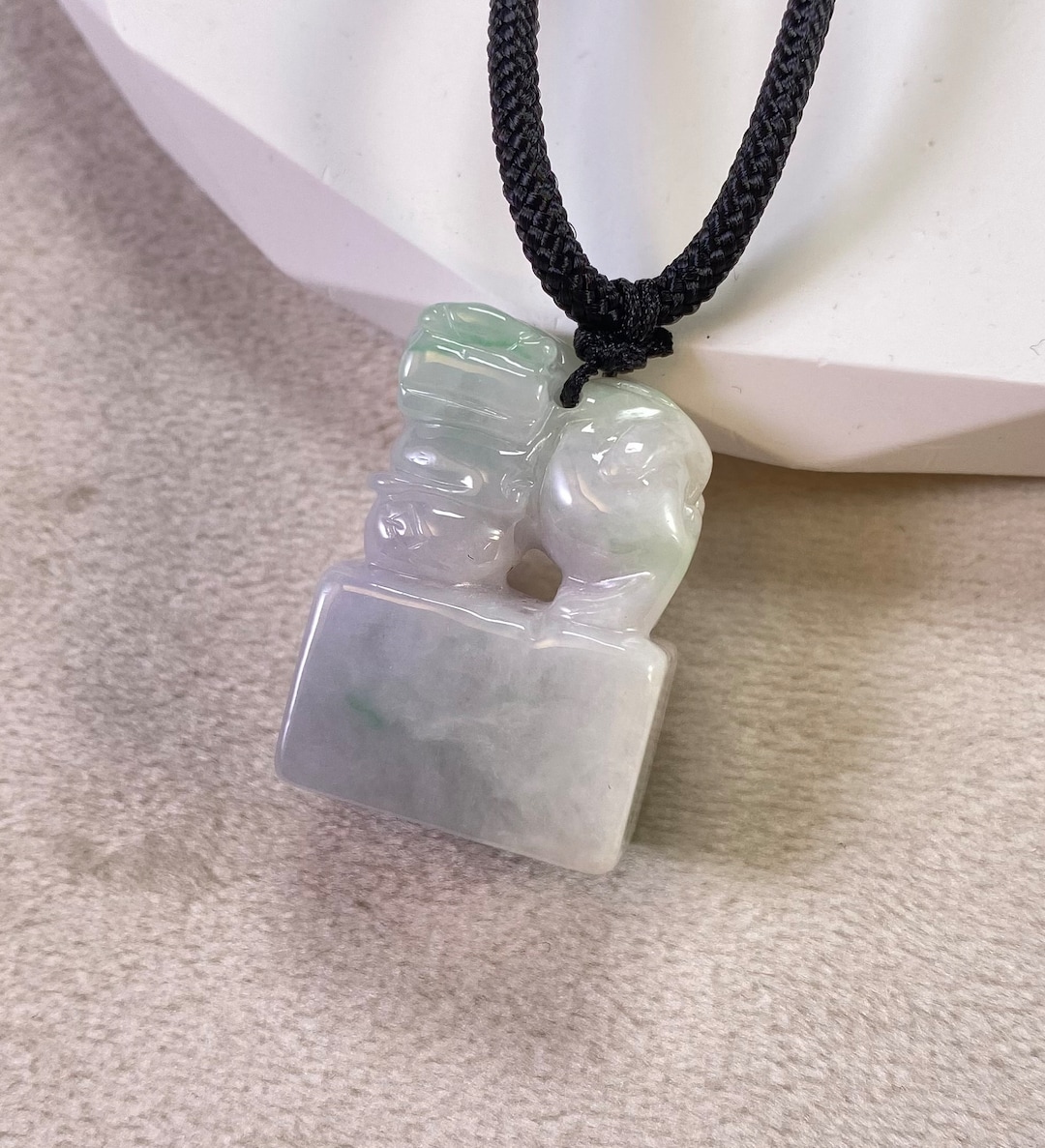 Seal Rectangular Jade Pendant, Vintage Carved Jade Block, Natural ...