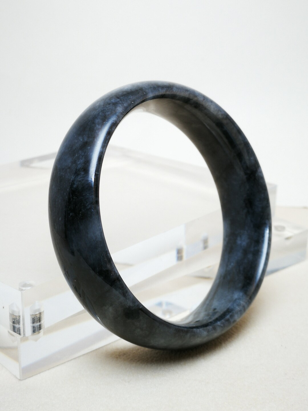 55.8mm Cool Black Jade Bangle,genuine Natural Burmese Jade,wide Width ...