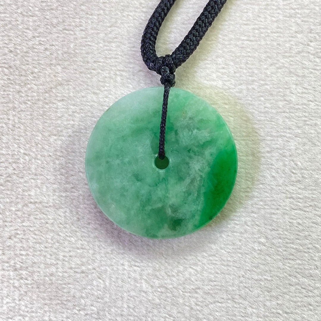 Green Disc Jade Pendant Necklace, Protection Necklace, Lucky Jade ...