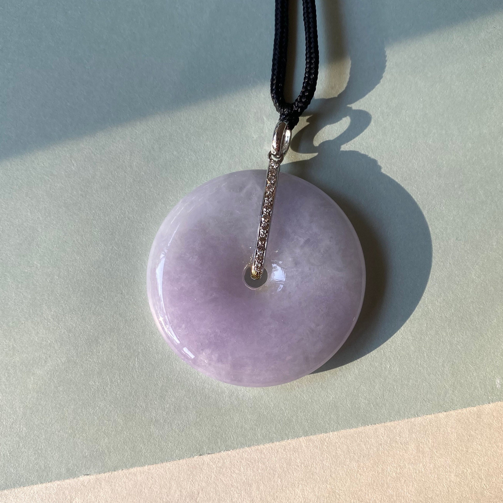 18K White Gold Natural Lavender Jade Pendant | High Quality Real Jade ...