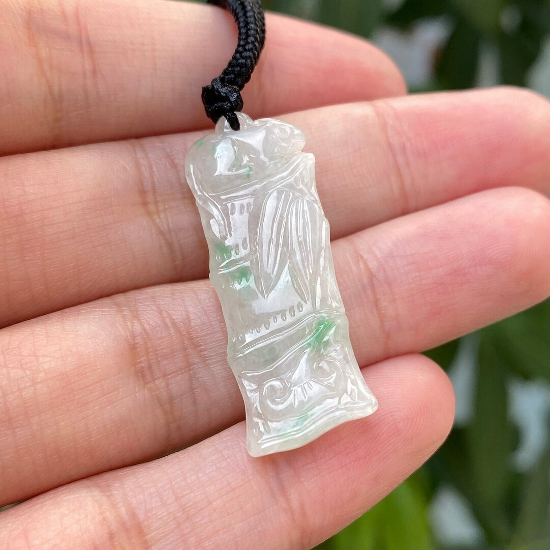 Bamboo Carved Jade Pendant, Peace Pendant, Genuine Type A Jadeite ...