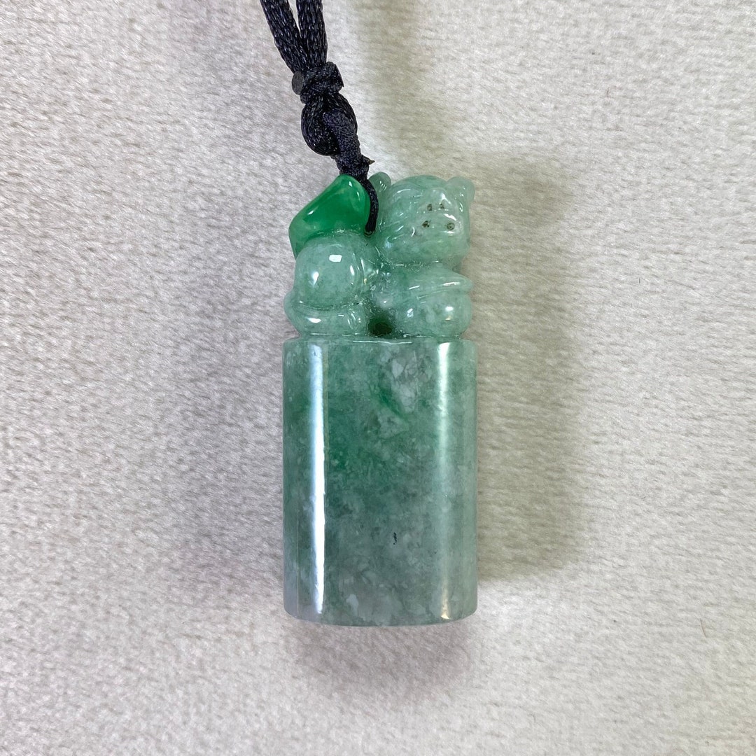 Seal Rectangular Jade Pendant, Vintage Carved Jade Block, Natural ...
