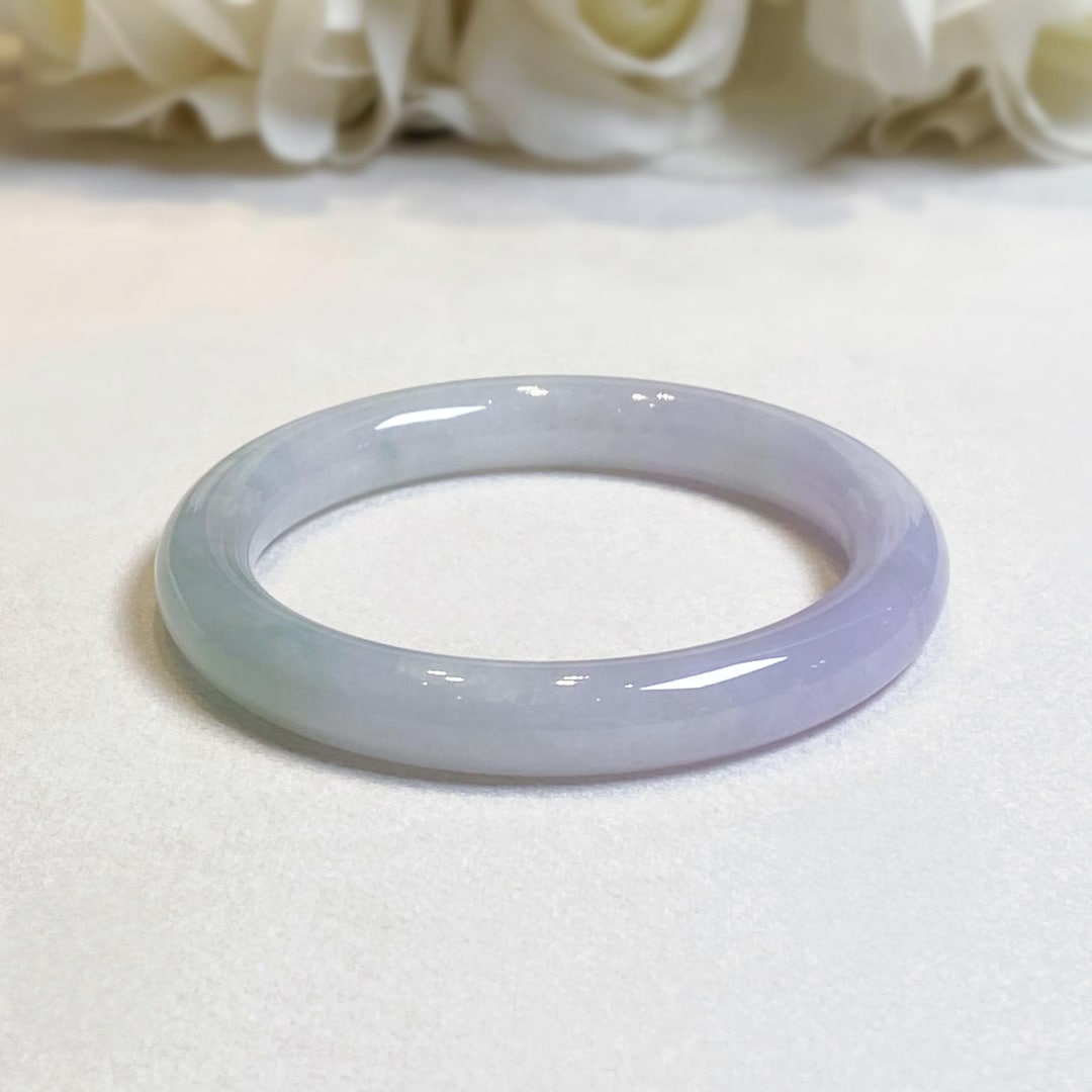 54.8mm Hand Polished Spring Color Jadeite Bangle,lavender Burma Grade A ...