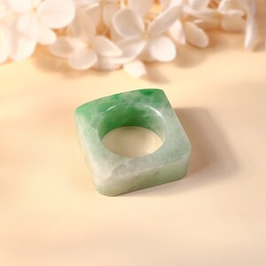 US8.5 Flat Top Green Ring | Square Jadeite Ring | Natural Type A Jade ...