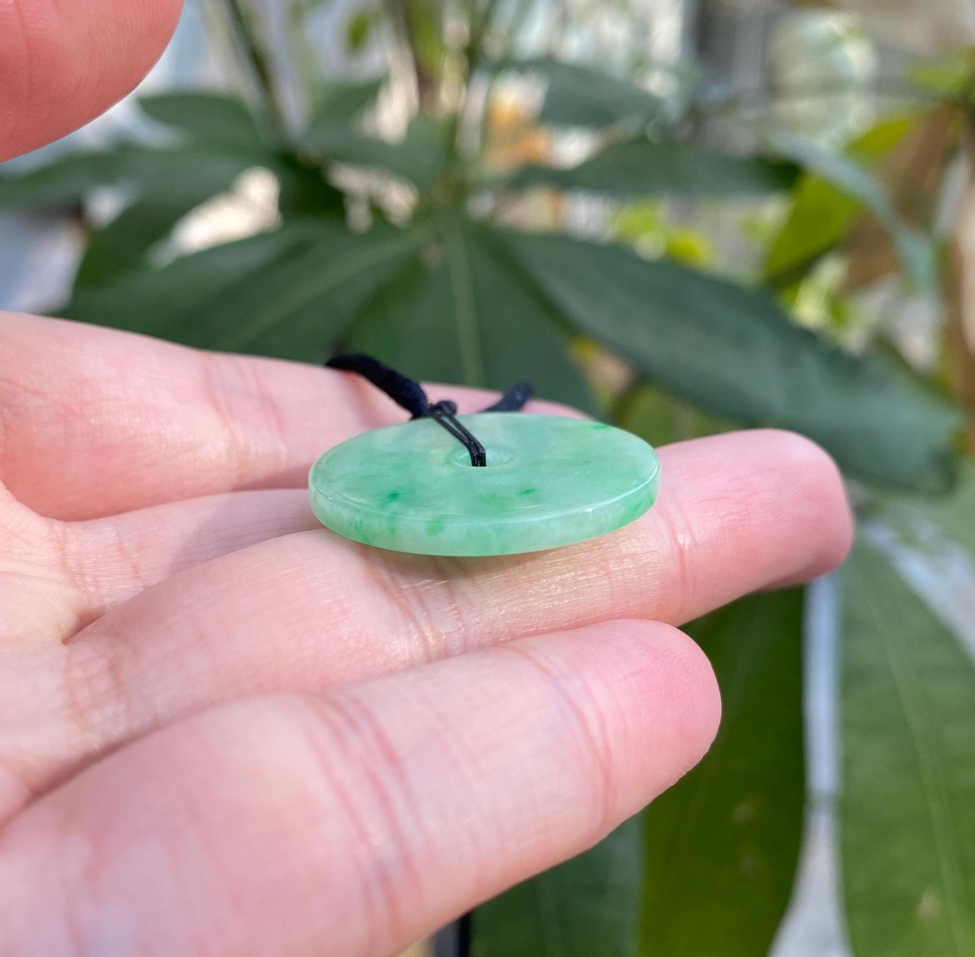Natural Disc Jade Pendant, Lucky Jade Necklace, Green Round Jade ...