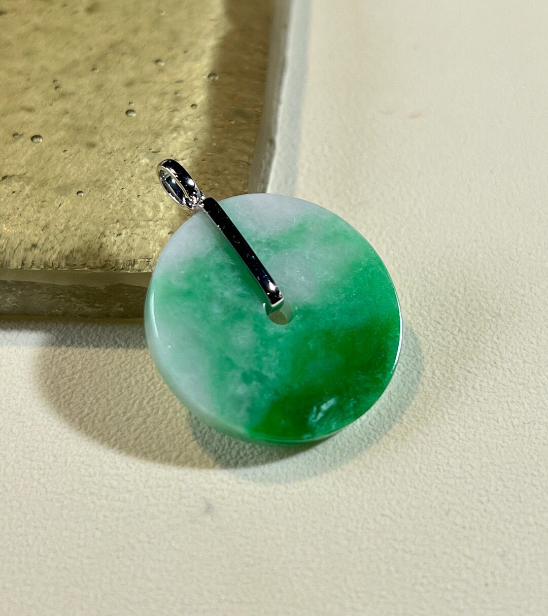 Imperial Green Jade Disc, Jade Donut Pendant, Protection Amulet ...