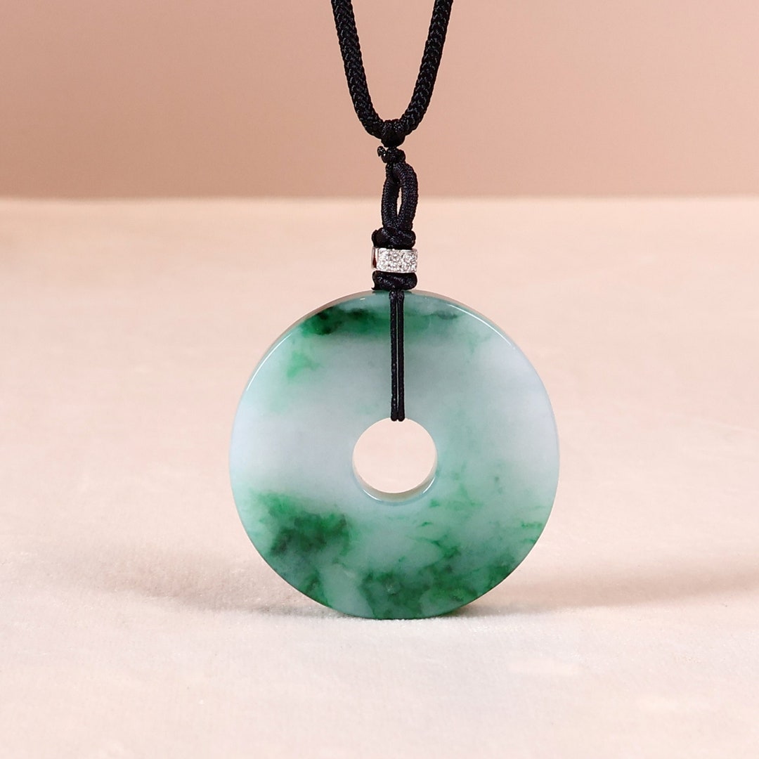 Big Jade Disc Necklace, Energy Healing Jade Pendant, Genuine Jade ...