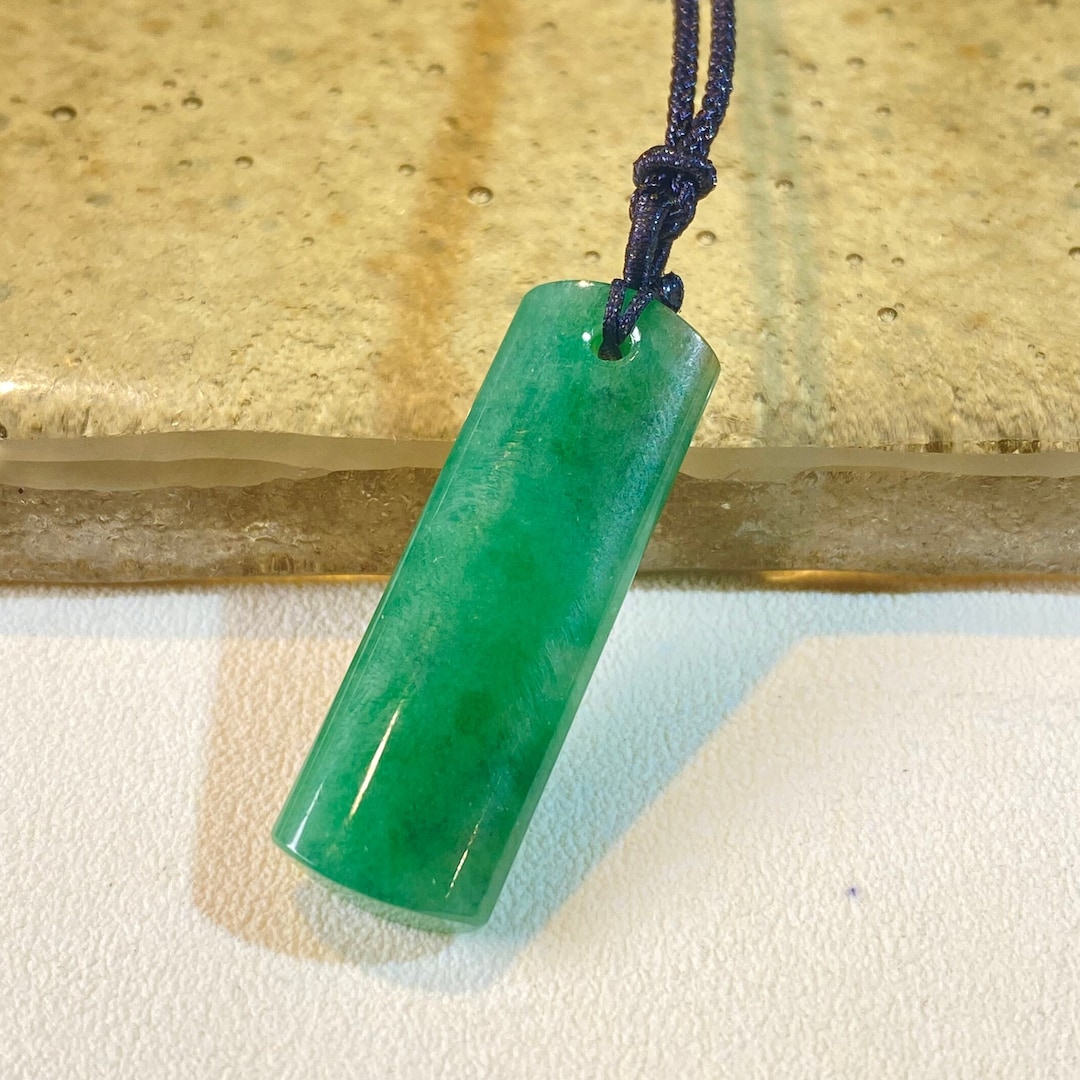 Rectangular Jade Pendant,handmade Jade Block,smooth Intense Green Jade ...