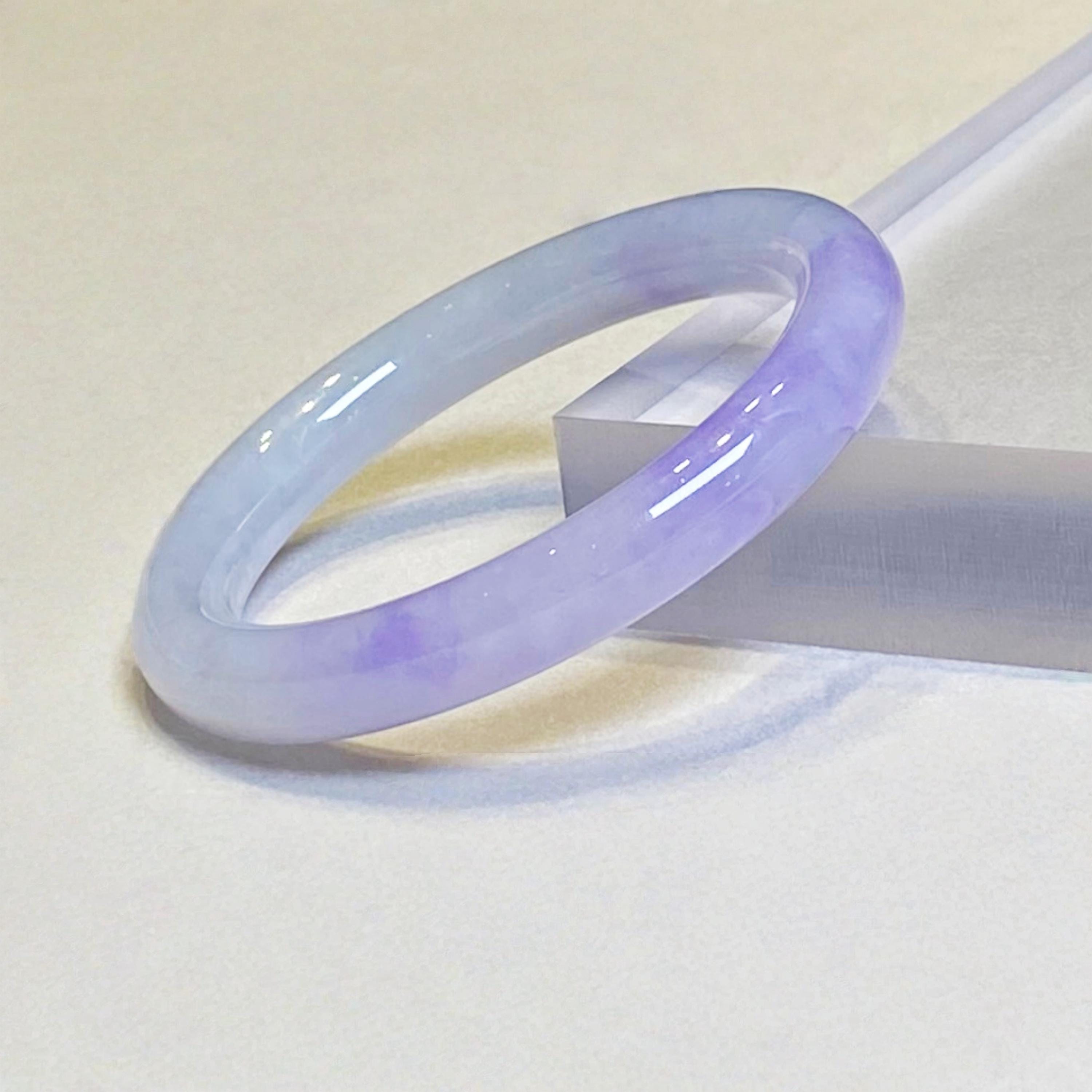 54.5 Mm Intense Lavender Jadeite Bangle, Grade A Burmese Jade, Gentle ...
