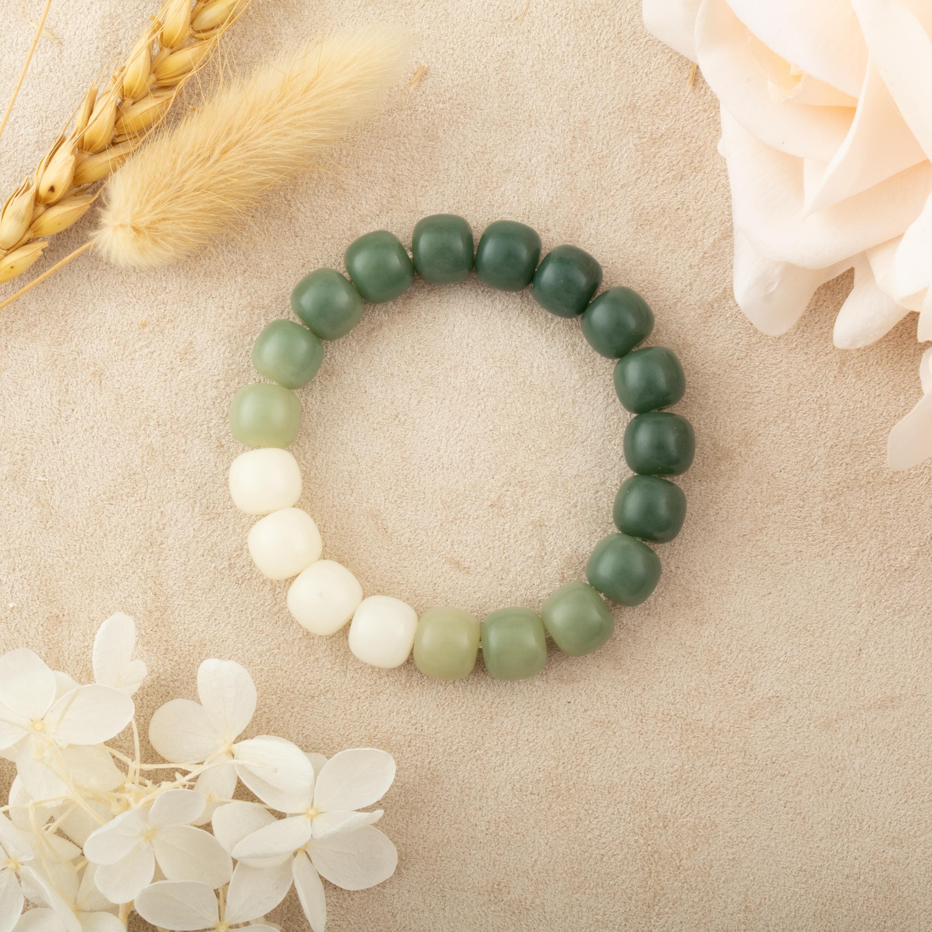 Natural Bodhi Bead Bracelet, Bodhi Root Barrel Bead Bracelet, Prayer ...