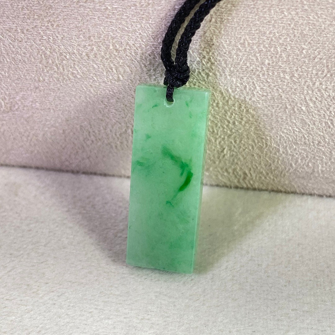 Rectangular Green Jade Pendant, Jadeite, Amulet, Gemstone Pendant Women ...