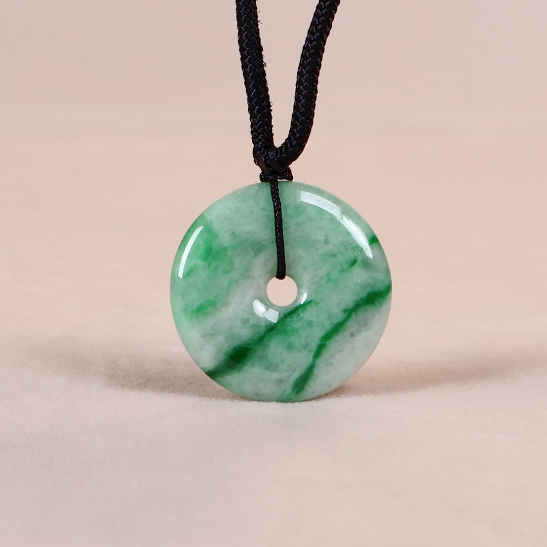 Natural Grade A Burmese Jadeite Jade, Lucky Green Jade Donut Pendant ...